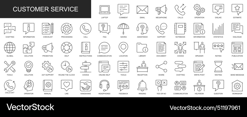 Customer service web icons set in thin line Vector Image