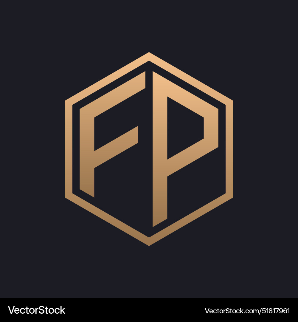 Elegant hexagon letter fp logo design initial Vector Image