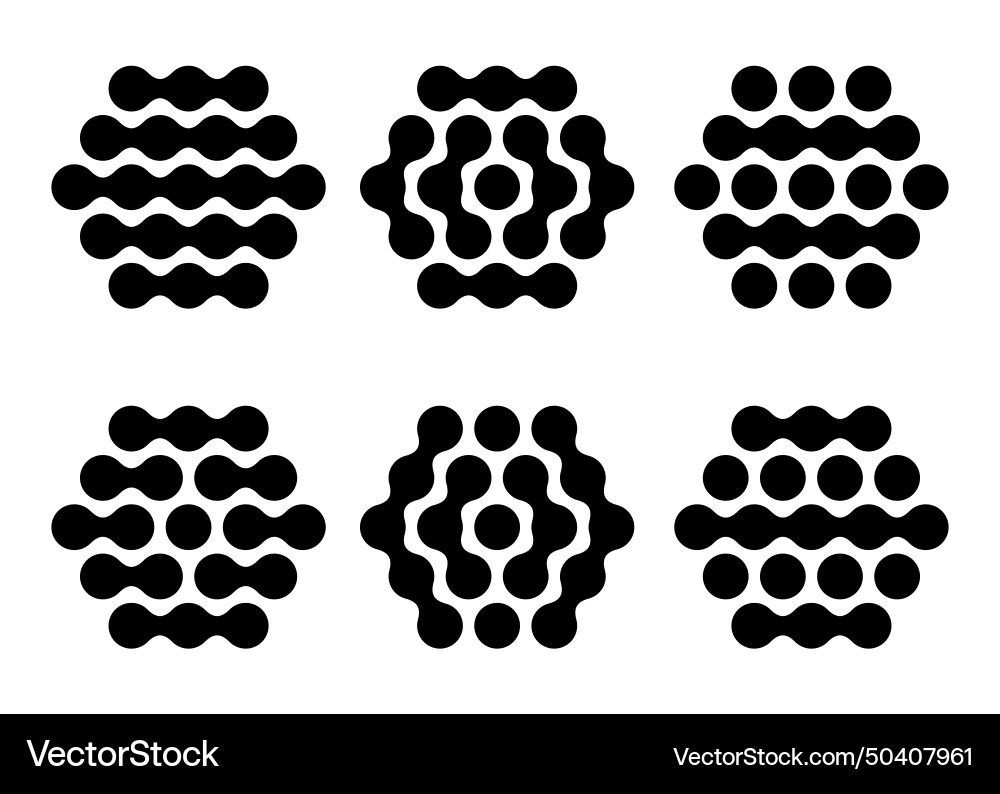 Hexagon shaped morphing circles as molecule Vector Image