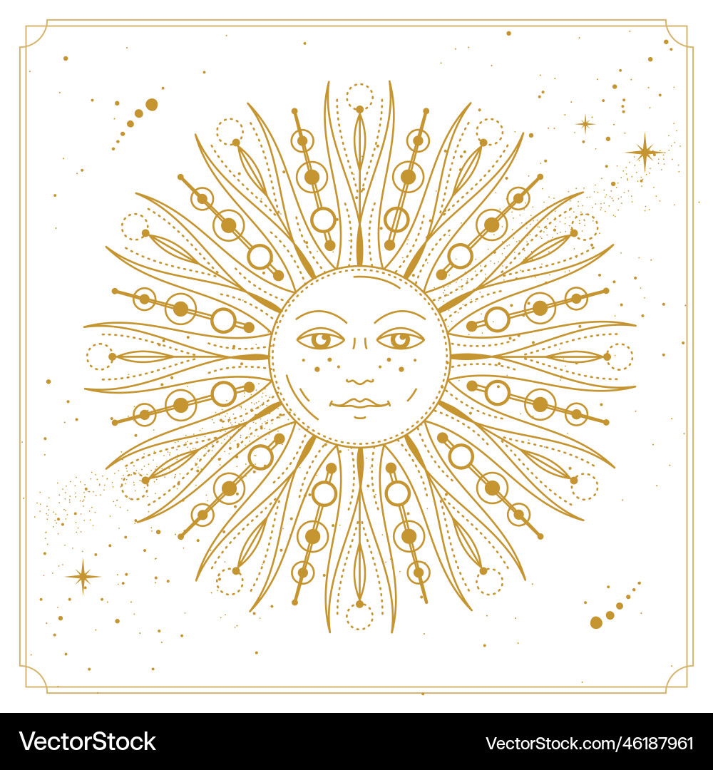 Magic witchcraft card with astrology sun sign Vector Image