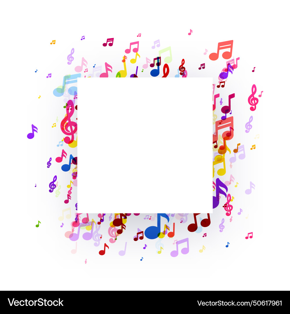 White square frame amidst musical notes Royalty Free Vector