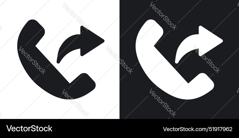 Call outgoing icon set in solid black and white Vector Image