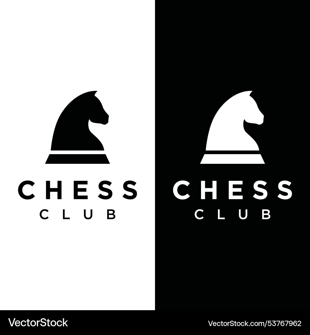 Chess strategy game logo template with horse king Vector Image