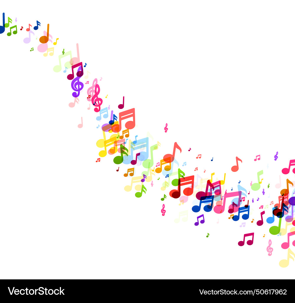 Colorful music notes in dynamic swirl Royalty Free Vector