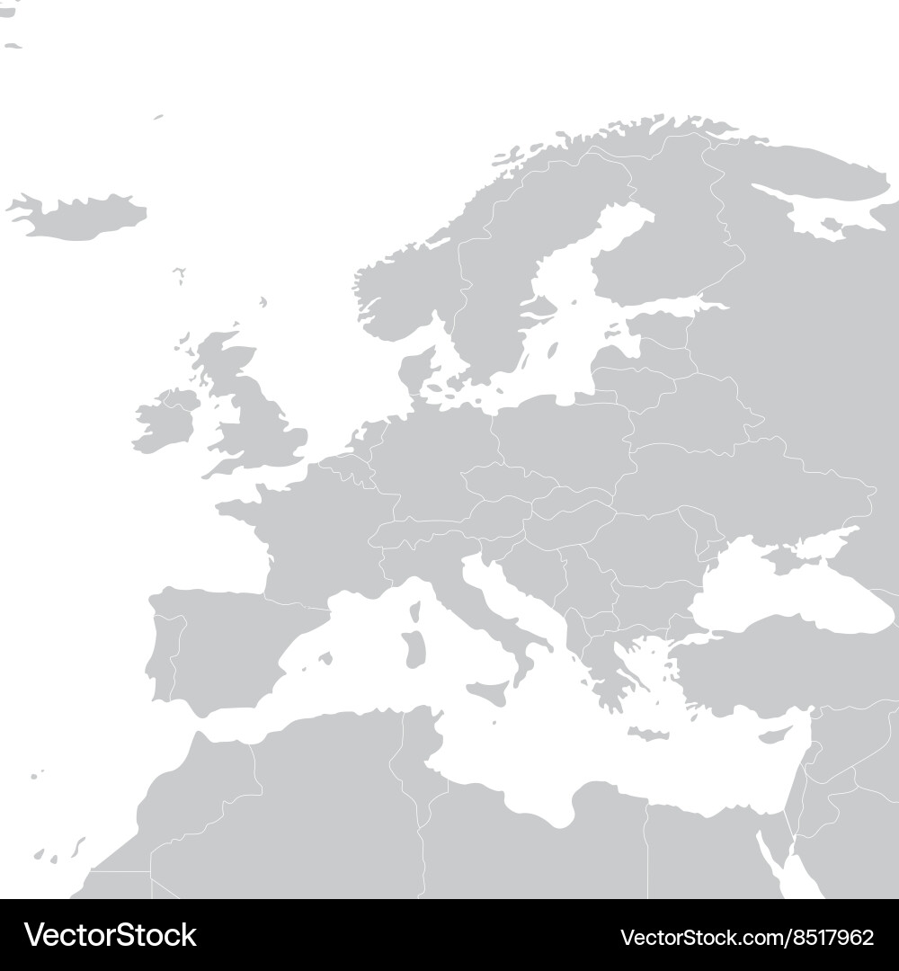 Grey political map of europe Royalty Free Vector Image