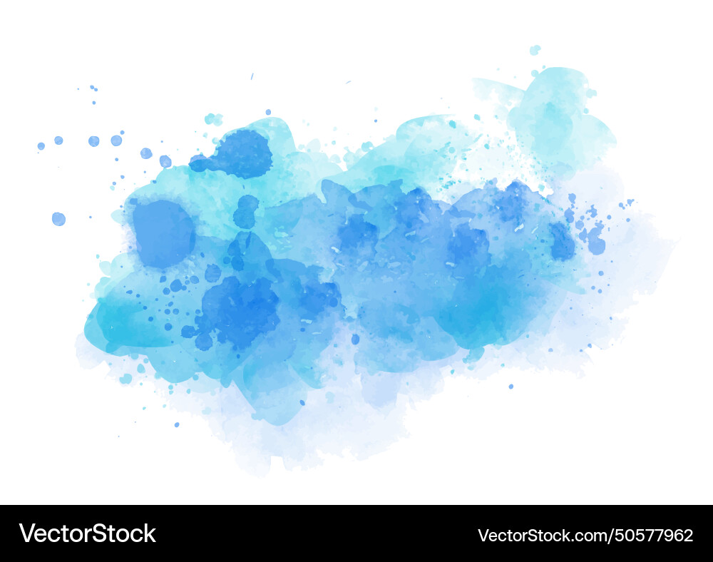 Hand painted blue watercolour splatter design Vector Image