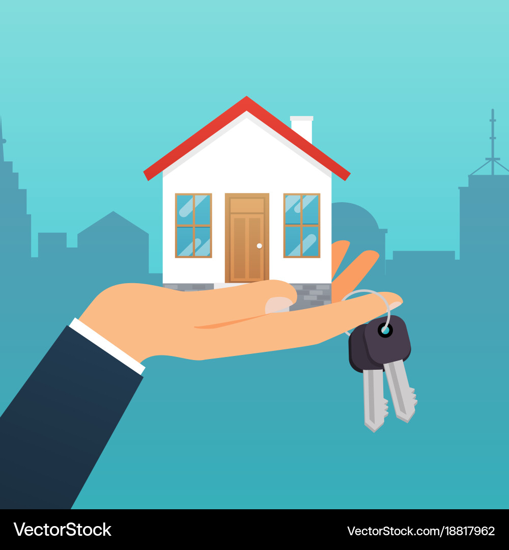 Real estate agent holds the key from home Vector Image