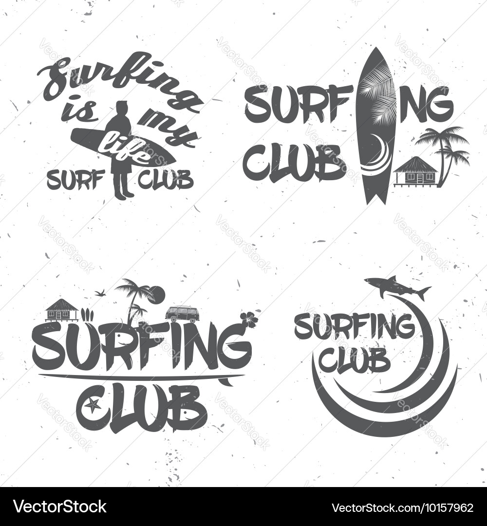 Set of surf club concept Royalty Free Vector Image