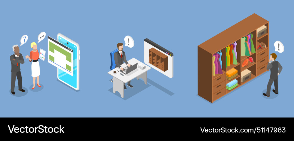 3d isometric flat of walk-in Royalty Free Vector Image