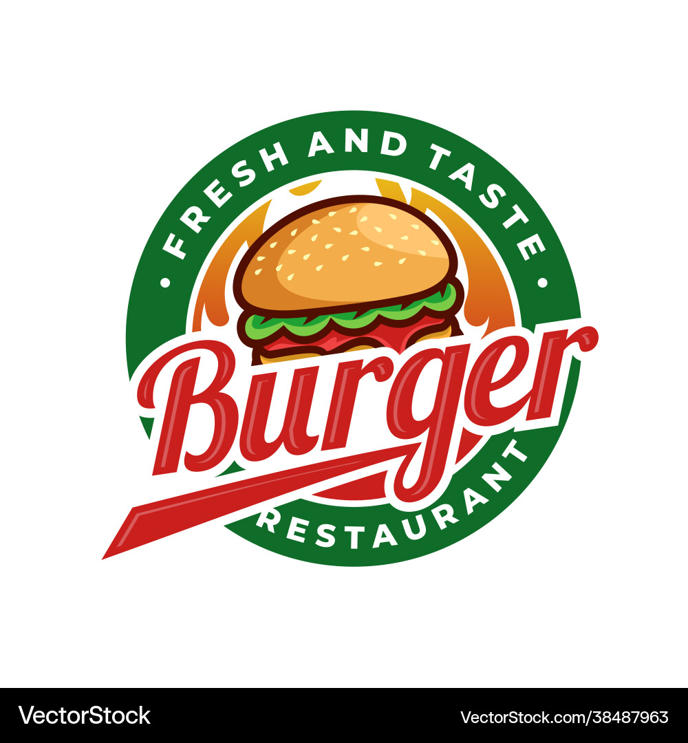 Burger logo art design Royalty Free Vector Image