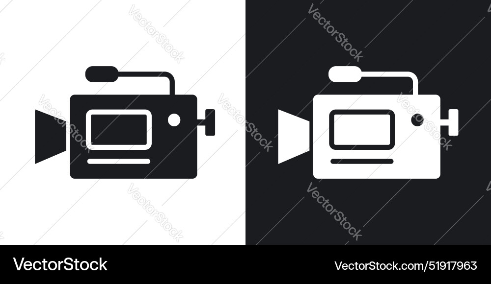 Camcorder icon set in solid black and white color Vector Image
