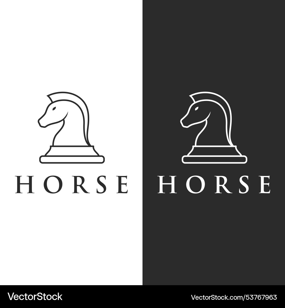 Chess strategy game logo template with horse king Vector Image