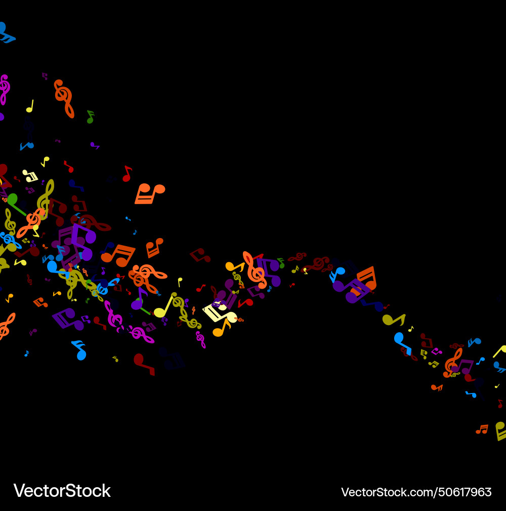 Colorful music notes on black Royalty Free Vector Image