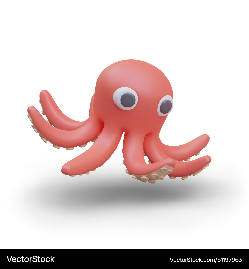 Cute octopus on white background cartoon Vector Image