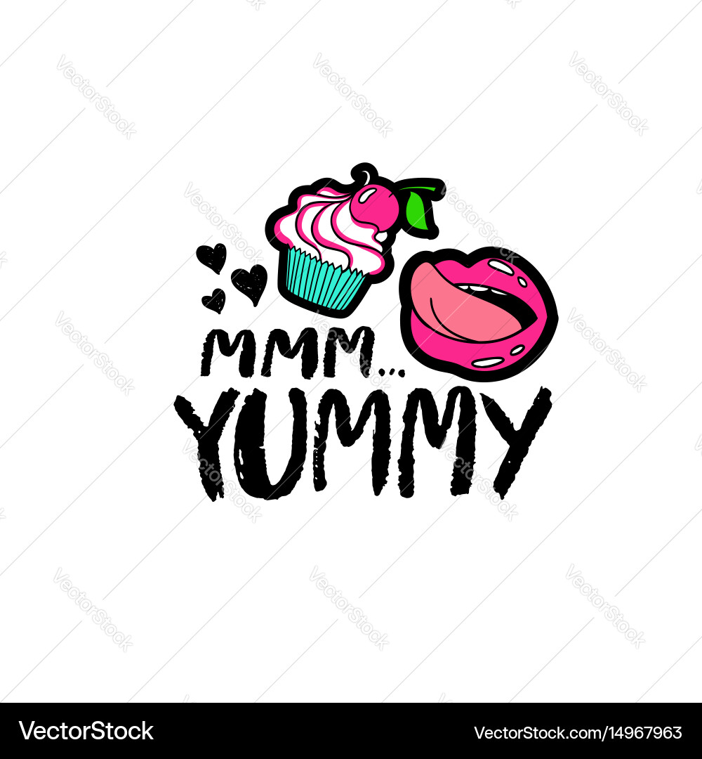 Hand drawn lettering with cupcake Royalty Free Vector Image