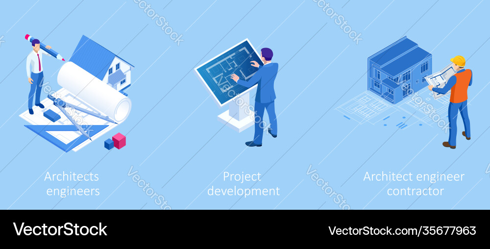Isometric construction project management Vector Image