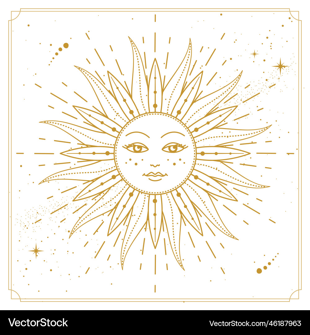 Magic witchcraft card with astrology sun sign Vector Image