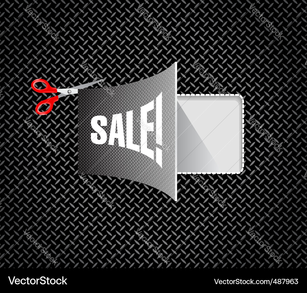 Metal discount coupon with scissors Royalty Free Vector