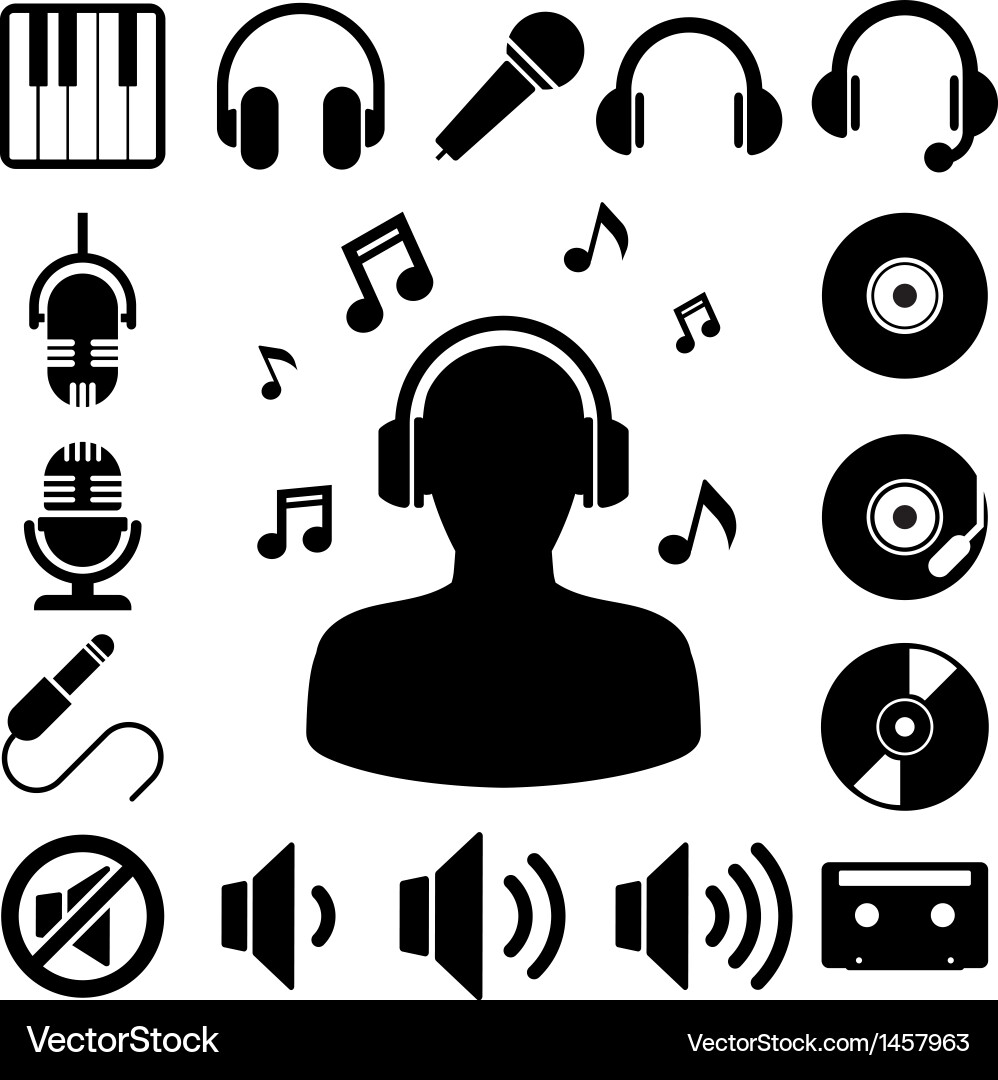 Music Icon Set - Diverse Musical Elements Vector Image