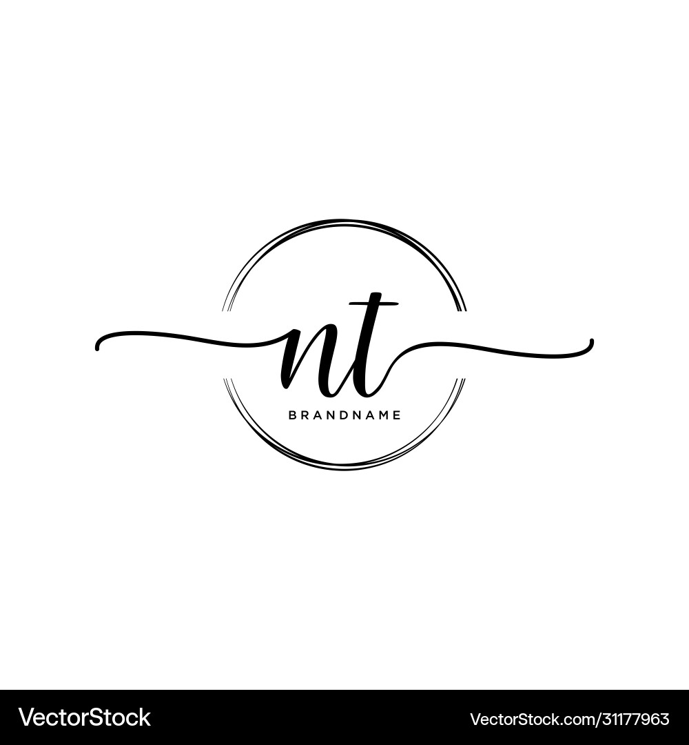 Nt initial handwriting logo with circle template Vector Image