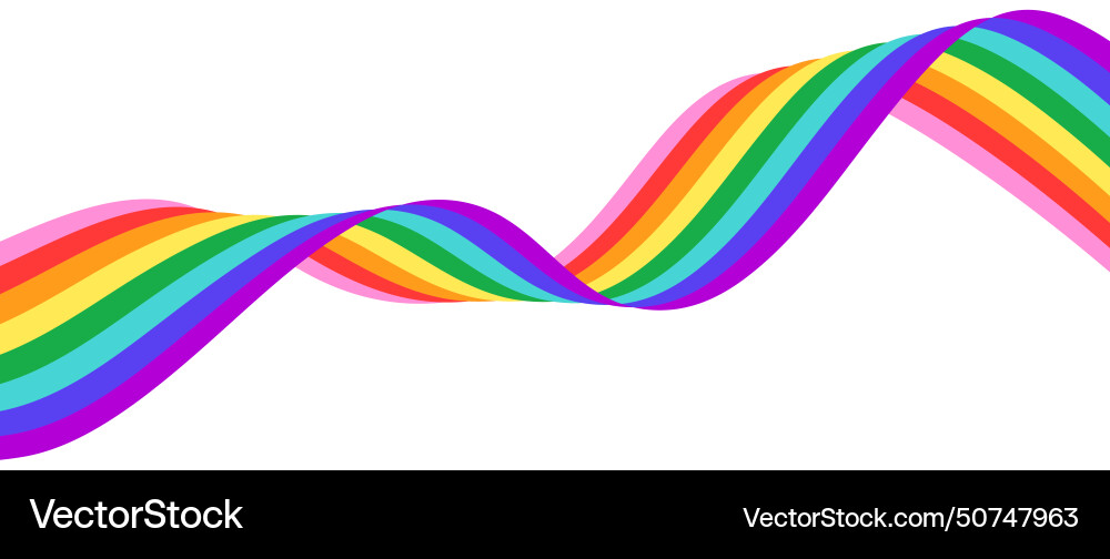 Rainbow wavy flowing ribbon design element lgbtq Vector Image