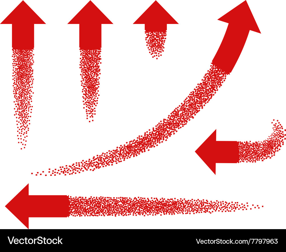 Set of red arrows like rockets Royalty Free Vector Image