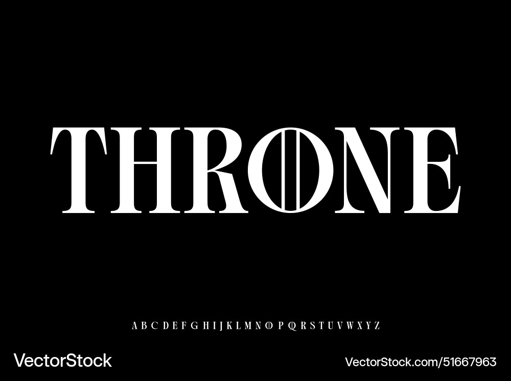 Strong luxury throne serif alphabet display font Vector Image