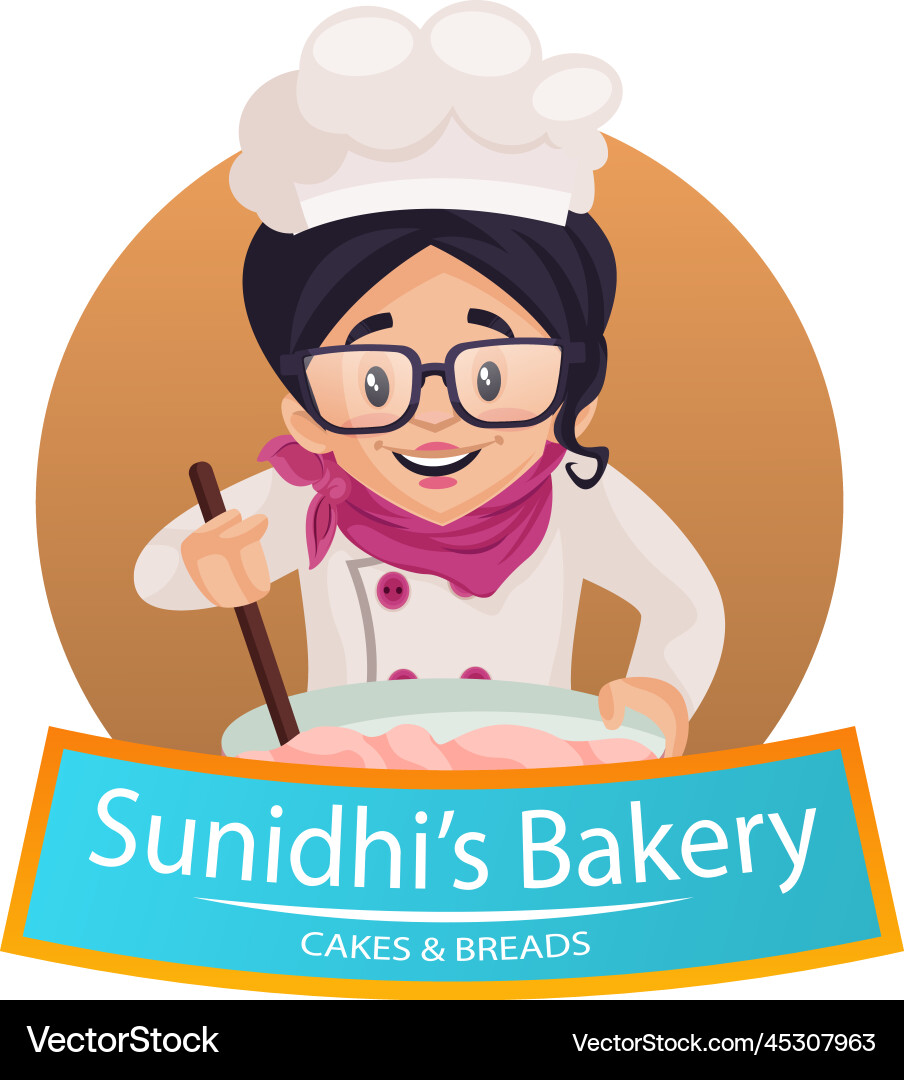 Sunidhis bakery mascot logo Royalty Free Vector Image