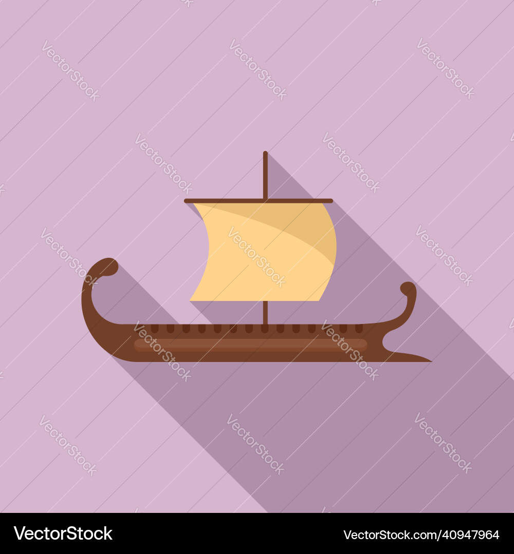 Ancient greek ship icon flat trireme boat Vector Image