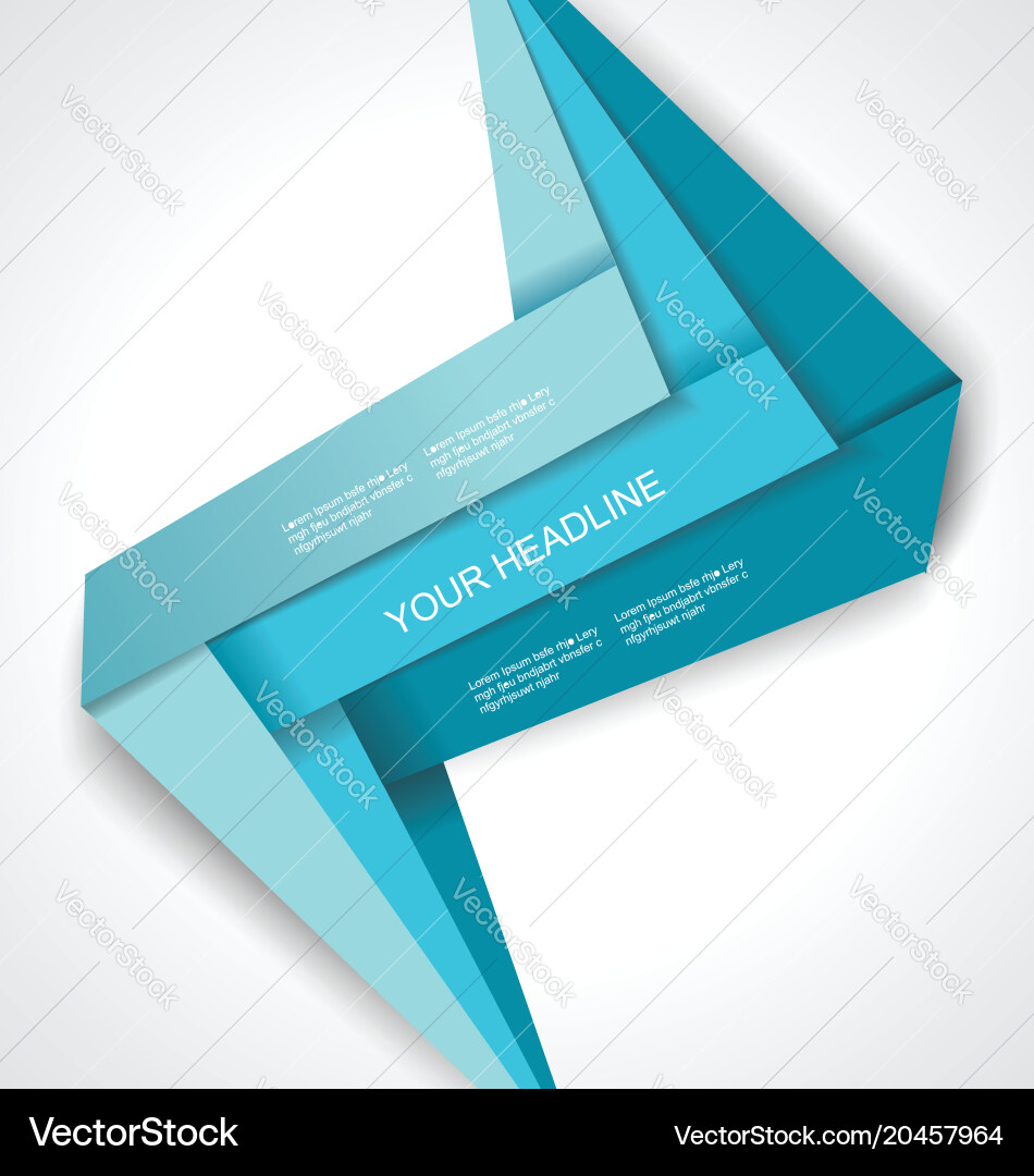 Blue paper folded ribbons collections design Vector Image
