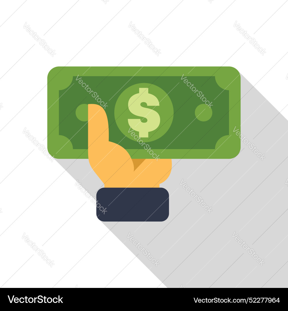 Businessman holding banknote getting paid salary Vector Image