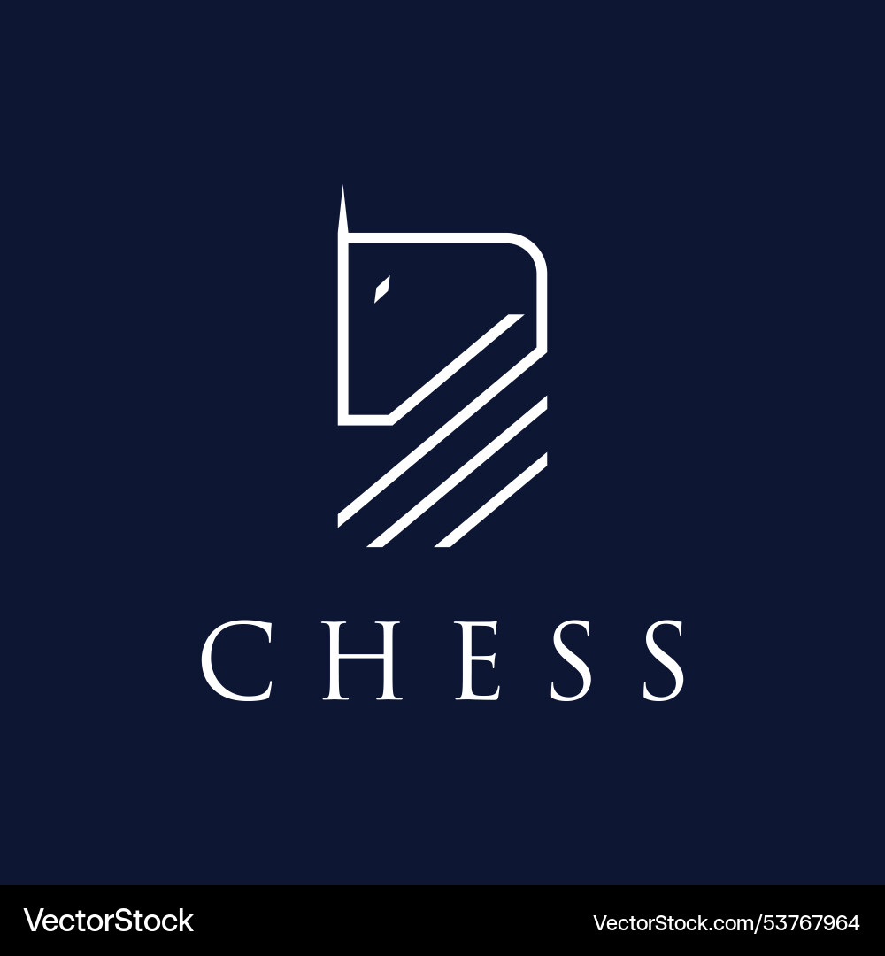 Chess strategy game logo template with horse king Vector Image