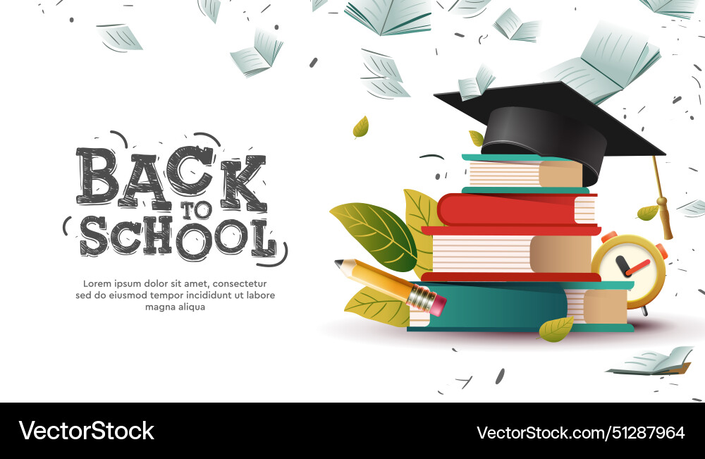 Graduation and educational web banner with stack Vector Image