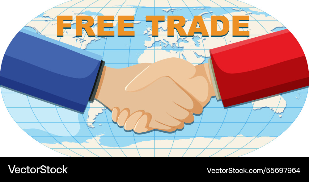Handshake symbolizing international trade Vector Image