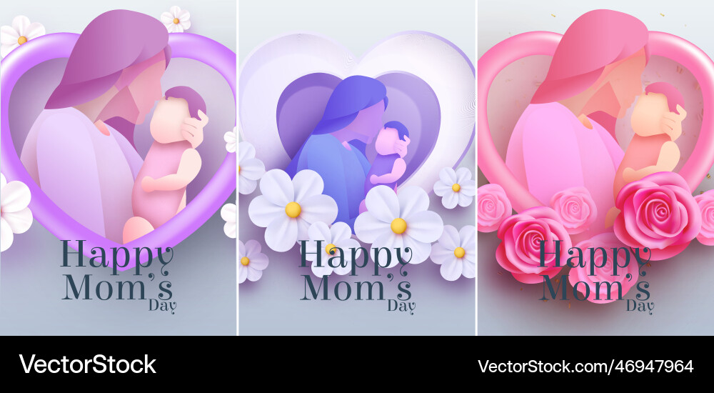 Happy mothers day poster design set Royalty Free Vector
