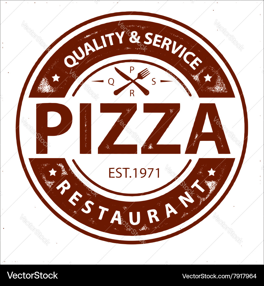 Retro Pizza Stamp Logo Royalty Free Vector Image