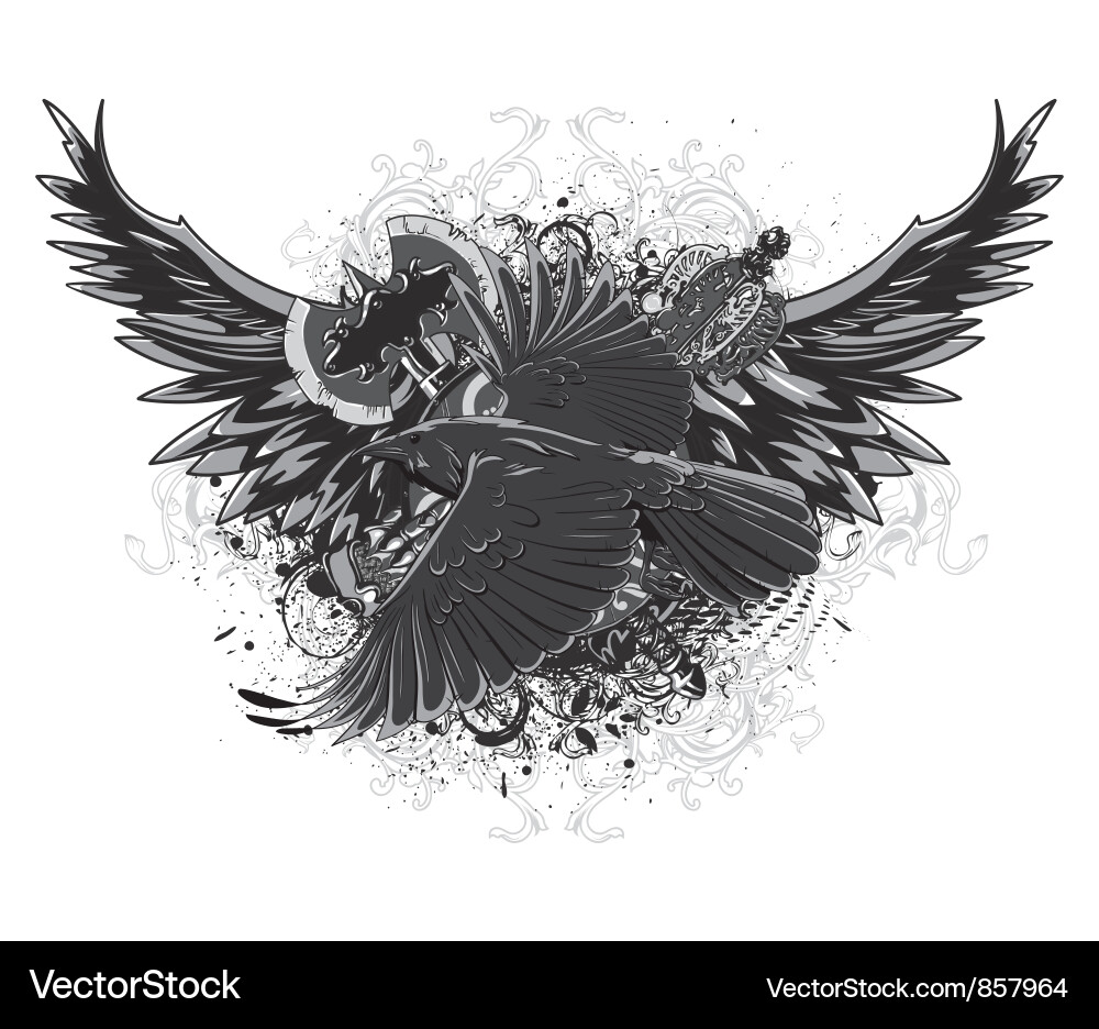Vintage Grunge Raven Emblem Royalty Free Vector Image