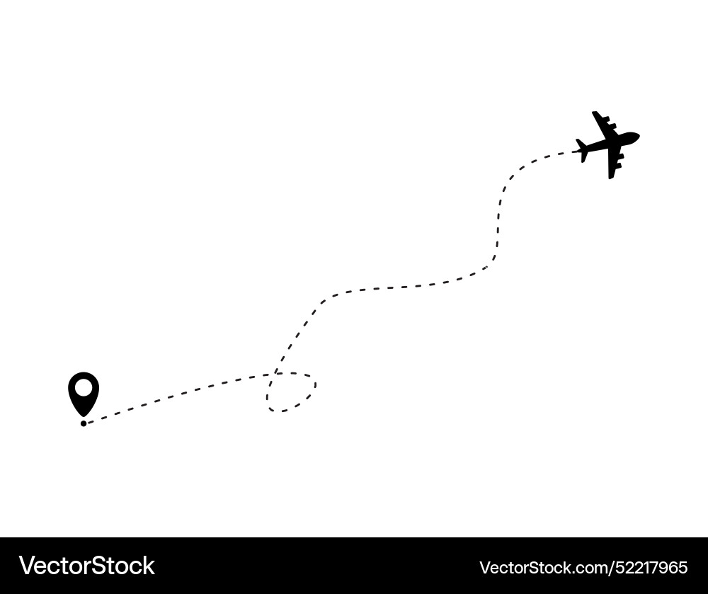 Airplane and line on gps location icon Royalty Free Vector