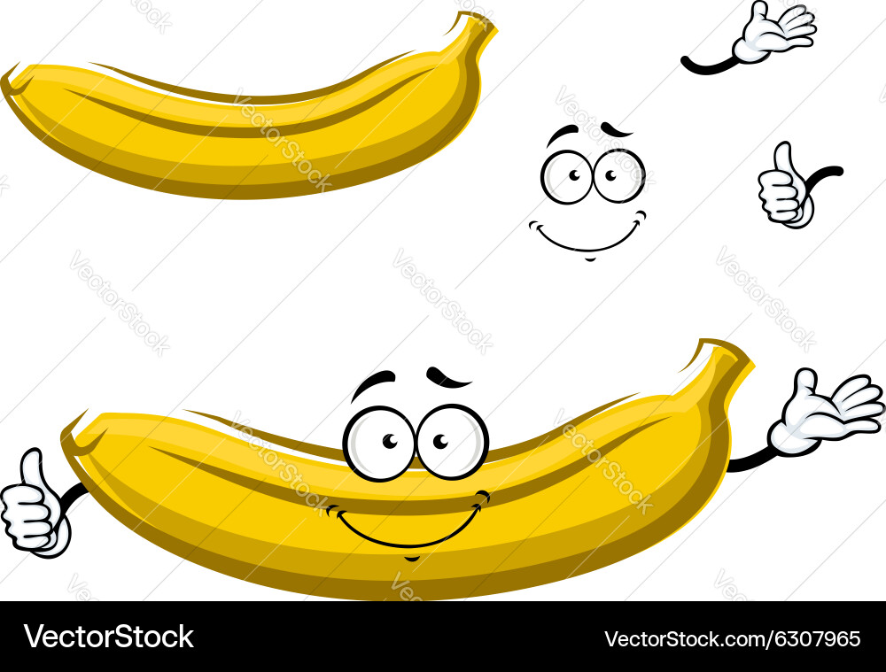 Cartoon isolated yellow banana fruit Royalty Free Vector