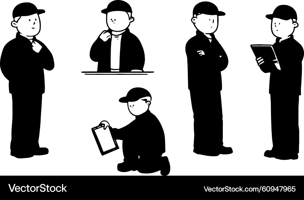 Driver Uniform Poses Collection – Royalty-Free Vector | VectorStock