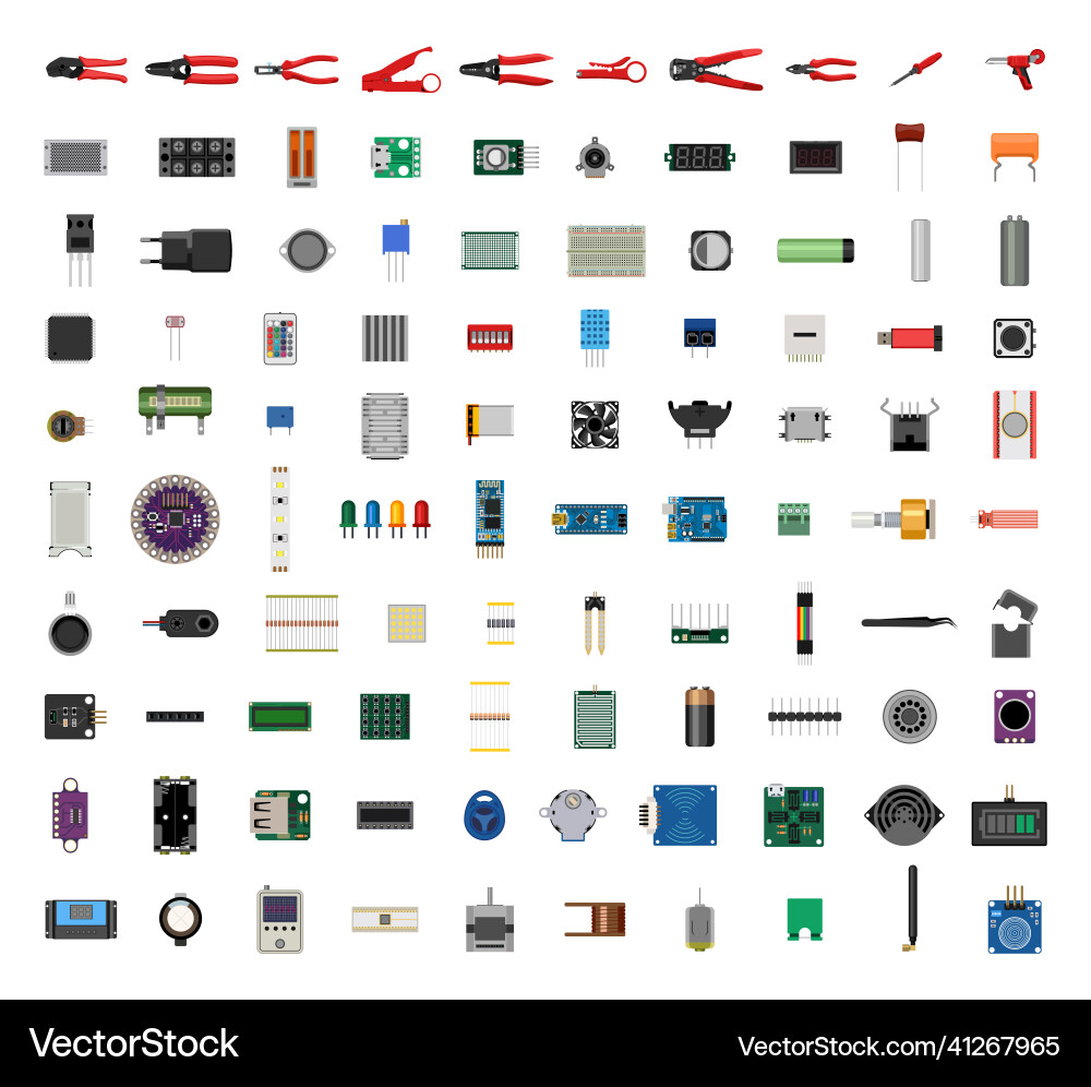 Electronic Components Collection Royalty Free Vector Image