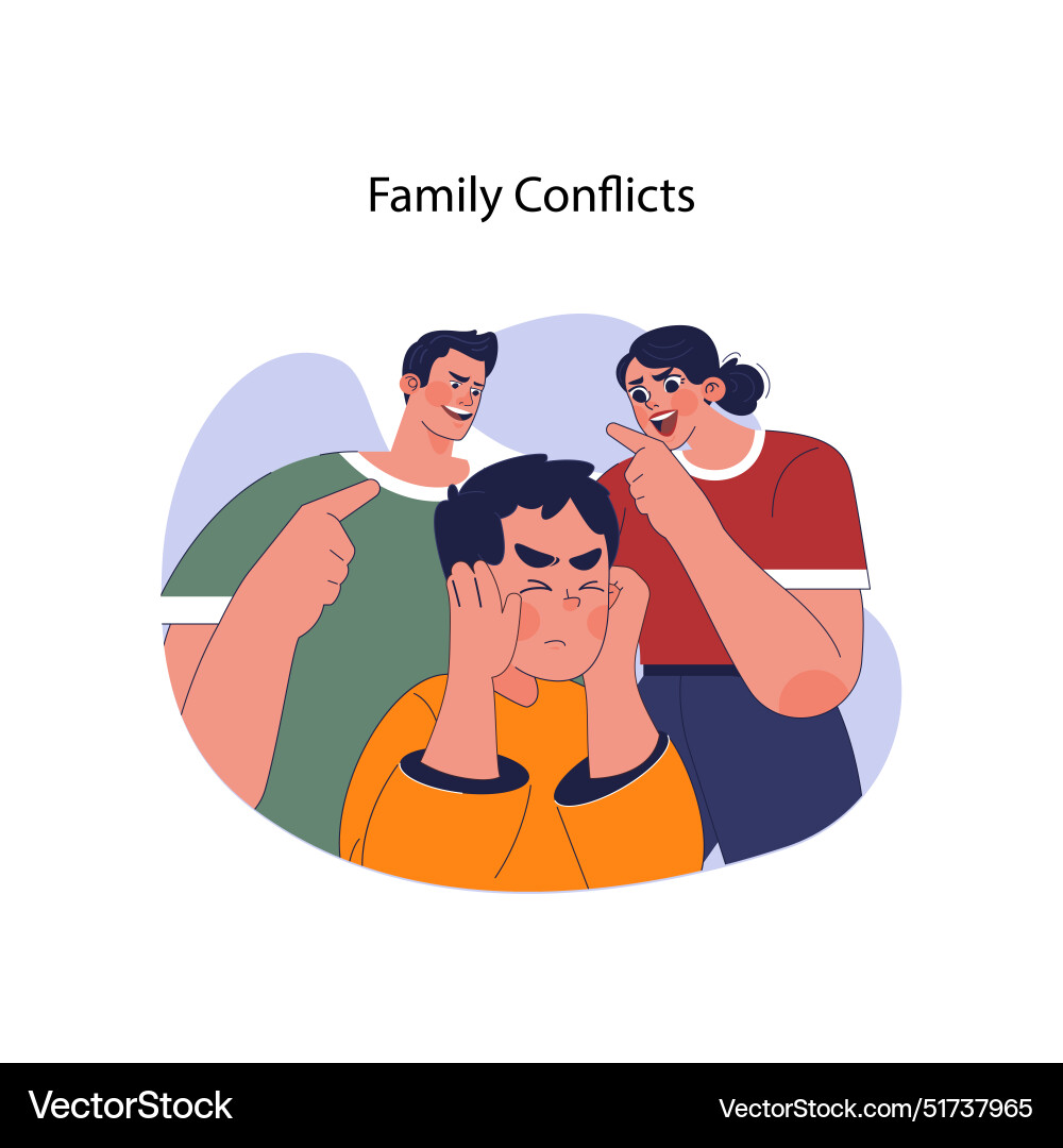Family conflicts concept flat Royalty Free Vector Image