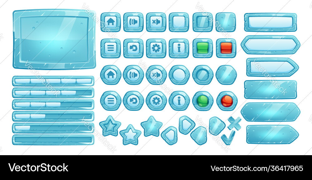 Frozen UI Buttons - Ice Kit Royalty Free Vector Image