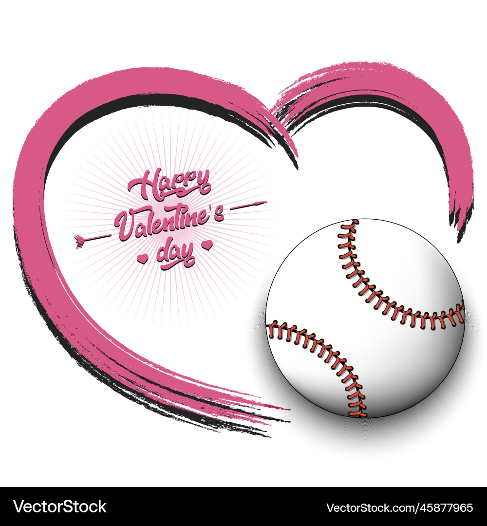 Happy valentines day baseball ball and heart Vector Image