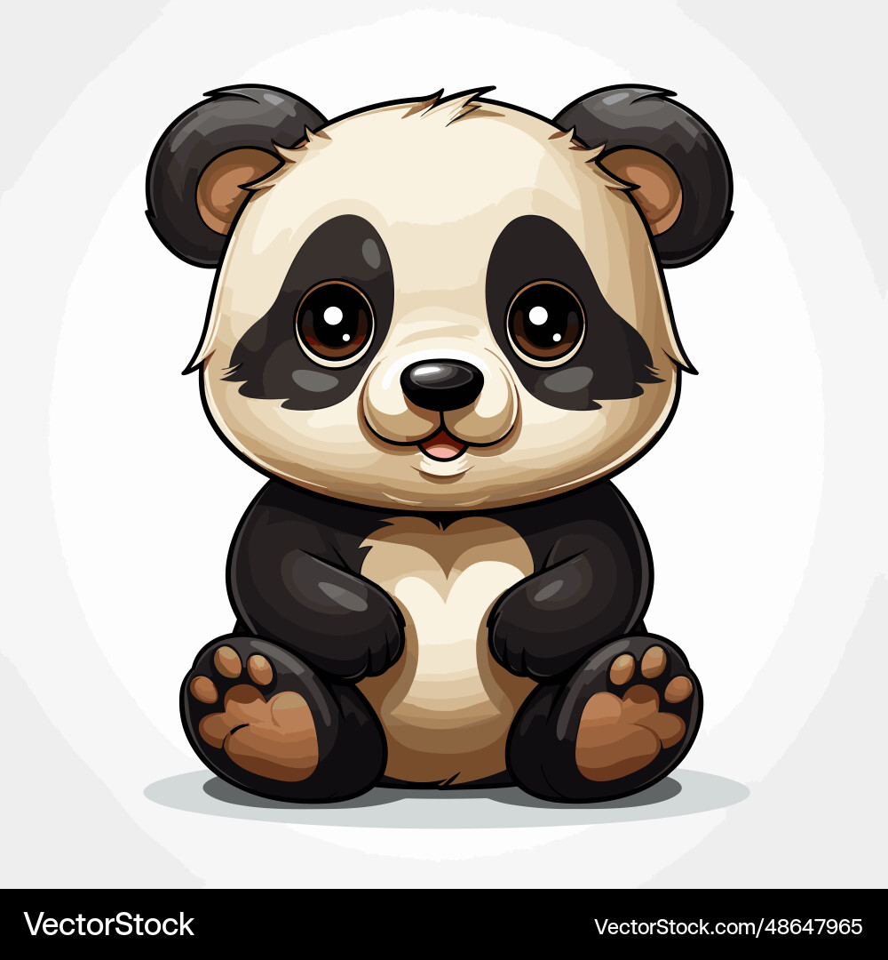 Panda hand-drawn comic cute doodle style Vector Image