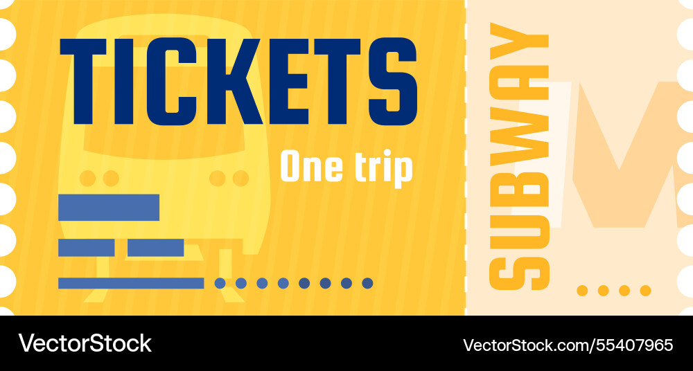 Subway ticket for one trip on a bright yellow Vector Image