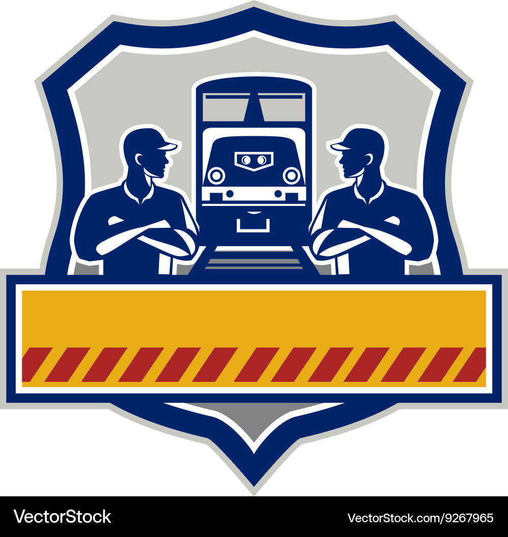 Train engineers arms crossed diesel crest Vector Image