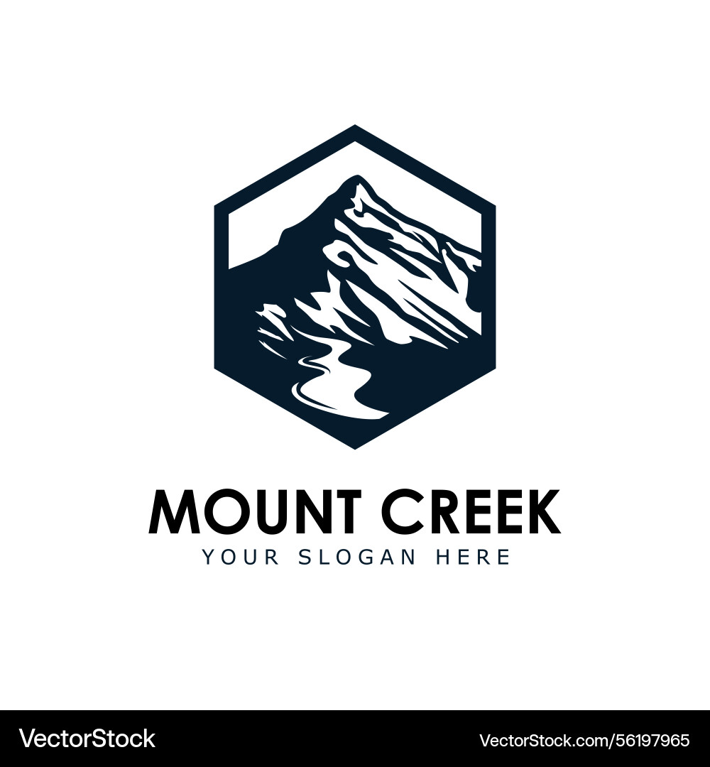 Valley logo scenic mountain and river emblem Vector Image