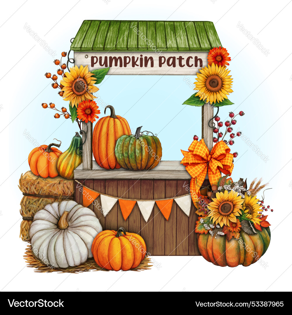Watercolor hand drawn fall season composition Vector Image