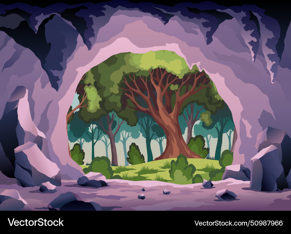 Cave landscape summer nature scene Royalty Free Vector Image
